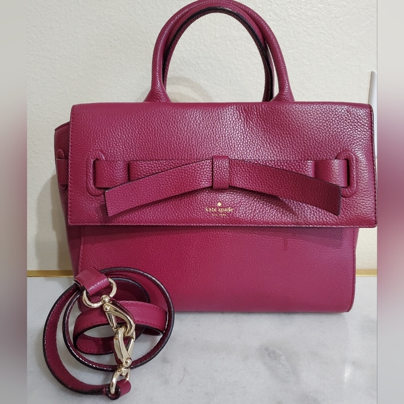 kate spade | Bags | Kate Spade Raspberry Pebbled Leather Satchel ...